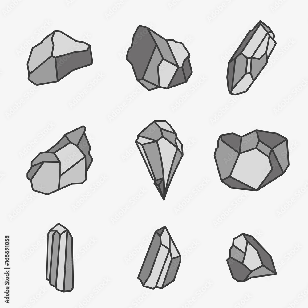Rock Stone Crystal Minimalistic Color Flat Line Outline Stroke Icon ...