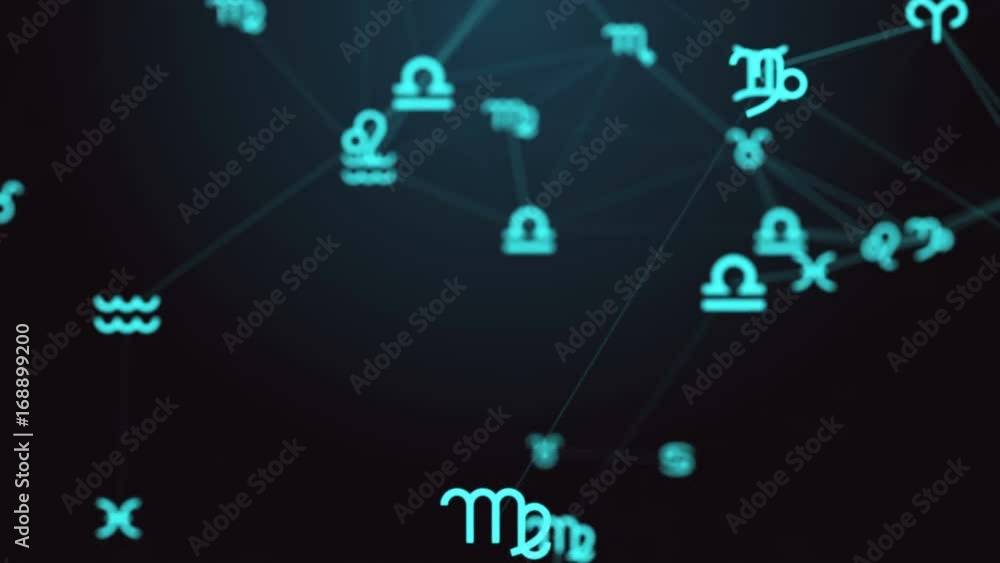 Beautiful plexus with zodiac signs, stars. Group of stars forming a ...