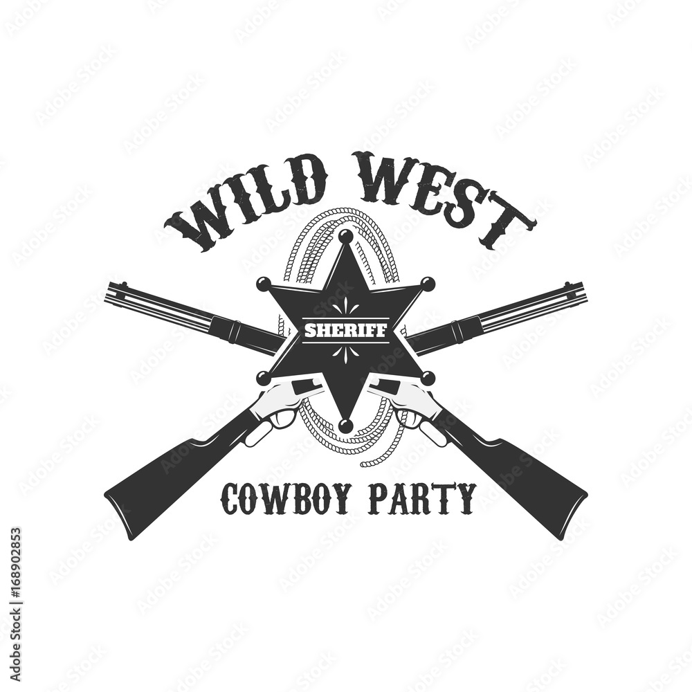 Wild west party emblem template. Design element for logo, label, emblem ...