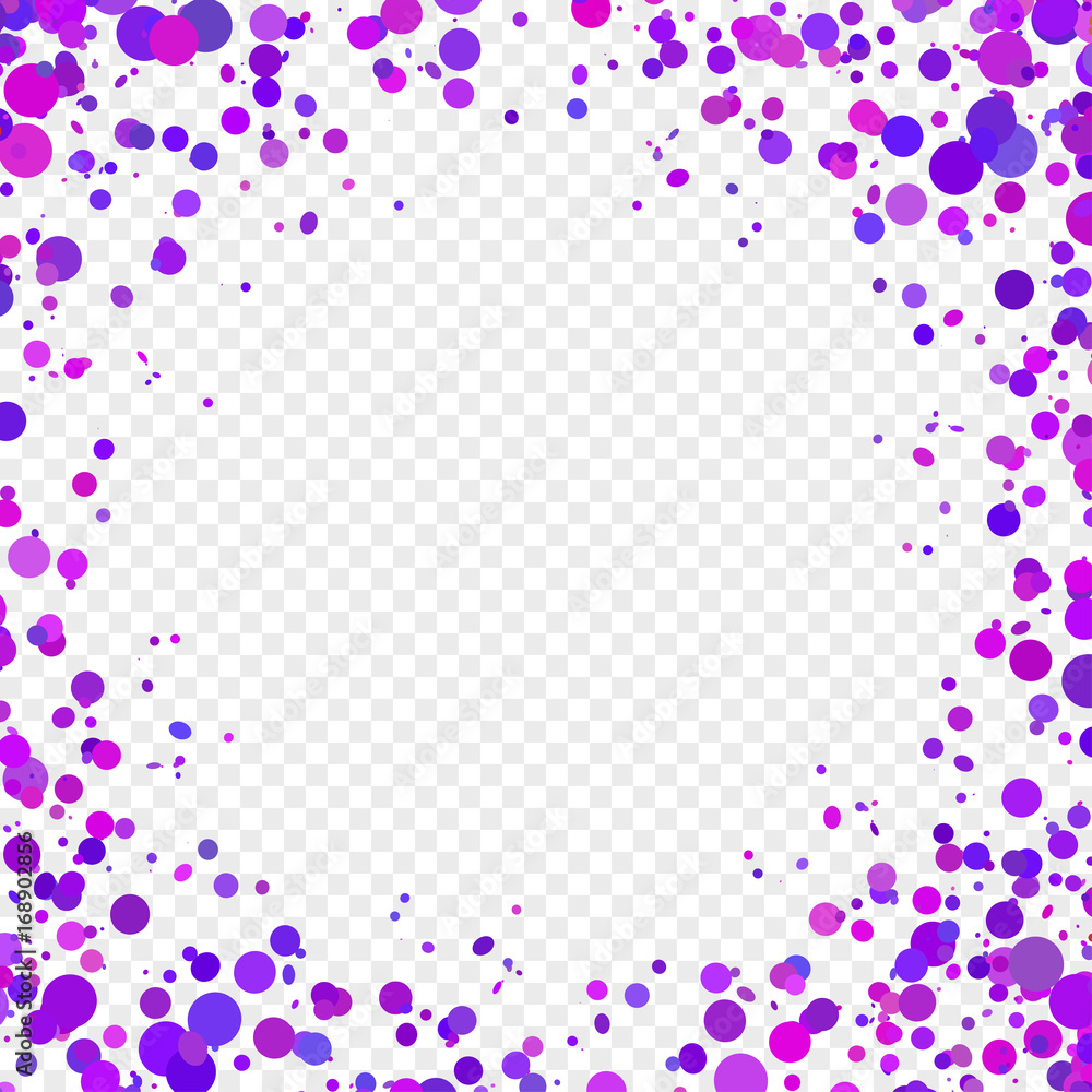 Purple paper confetti on transparent background. Realistic holiday ...
