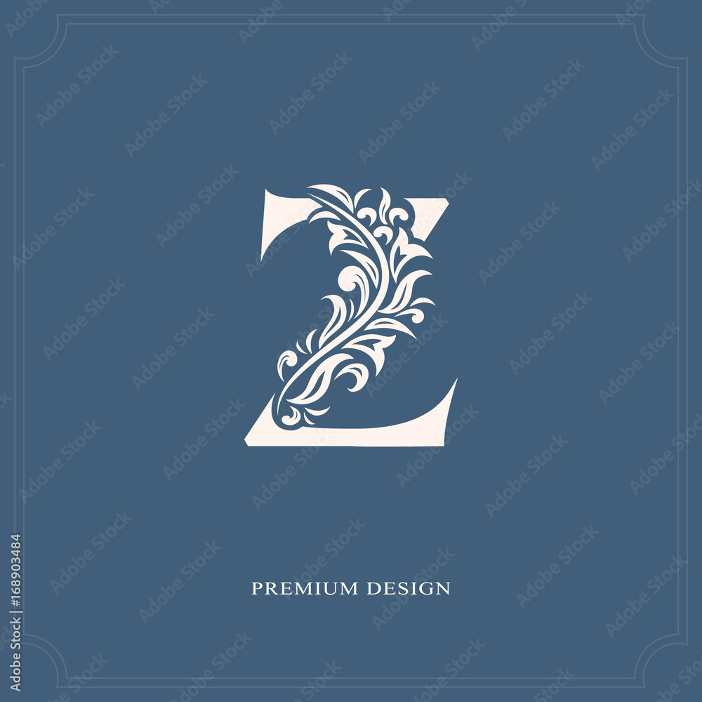 Elegant letter Z. Graceful royal style. Calligraphic beautiful logo ...