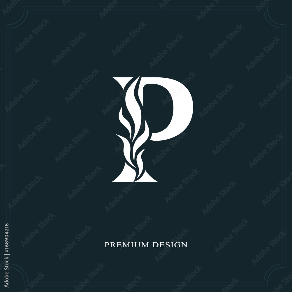 Elegant letter P. Graceful royal style. Calligraphic beautiful logo ...