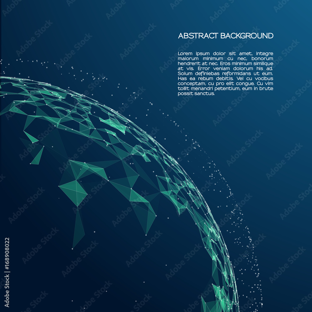 The Sphere consists of Points and Lines. Abstract Globe mesh. Vector ...