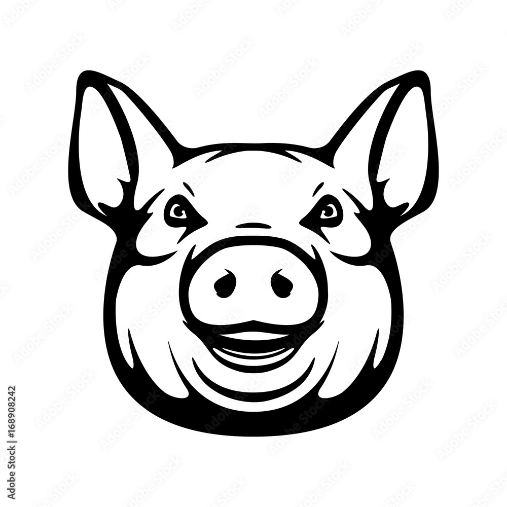 Pork meat label on white background. Design element for logo, label ...