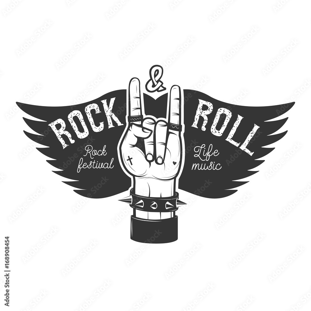 Rock and roll sign. Design element for logo, label, emblem, sign ...