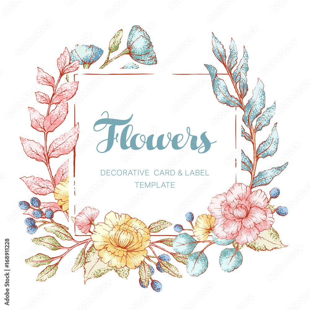 Floral Frame Template Stock Vector | Adobe Stock