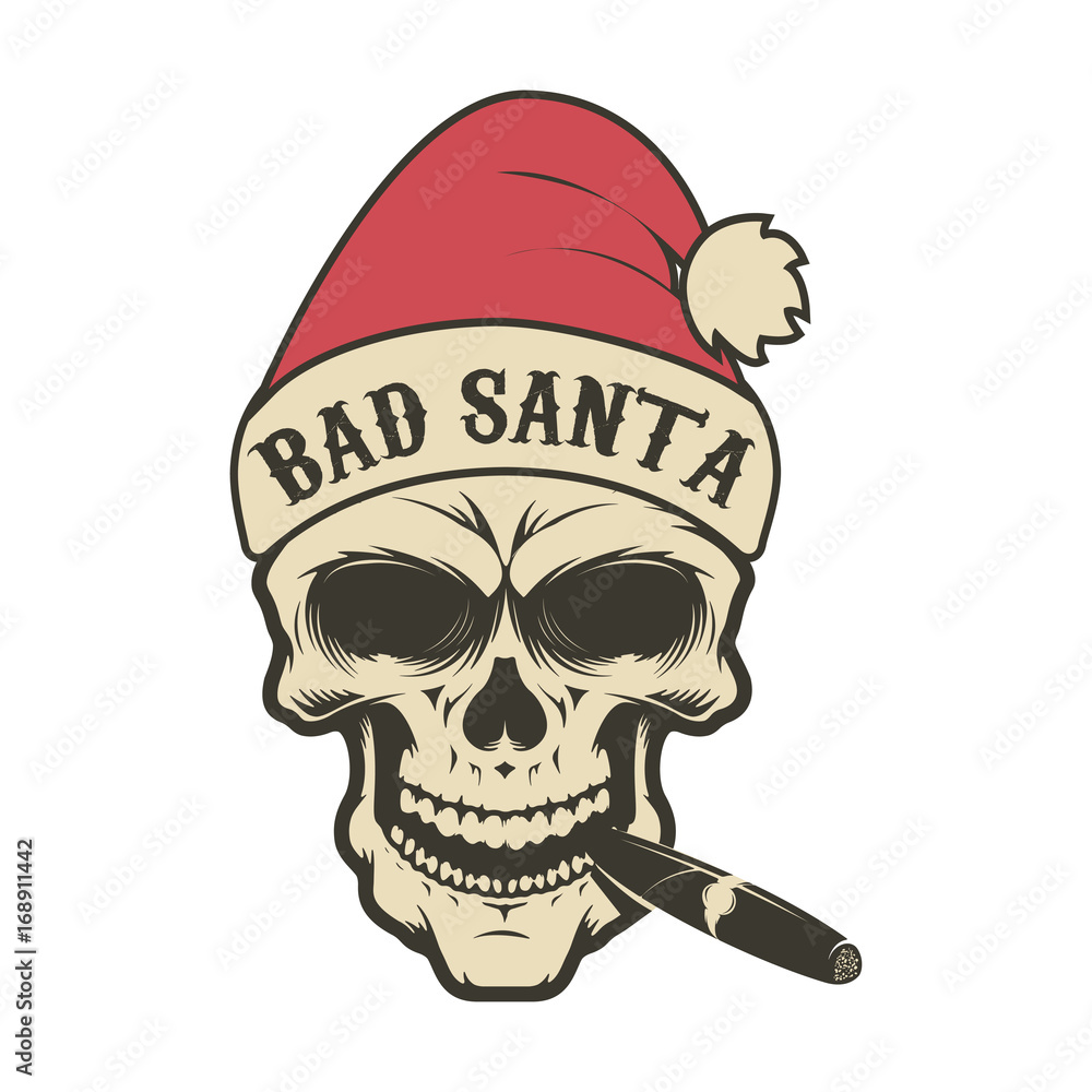 Santa skull on white background on white background. Design element for ...