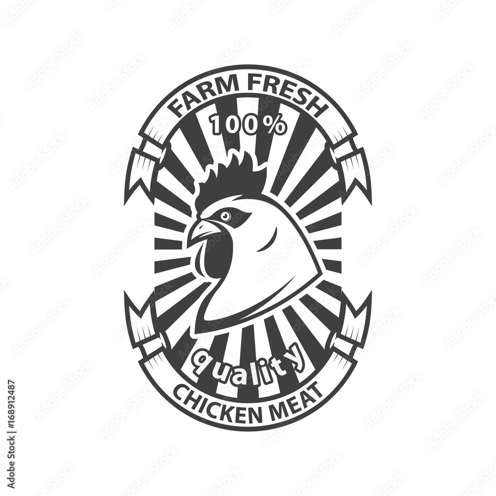 Vettoriale Stock Fresh chicken meat emblem on white background. Design ...