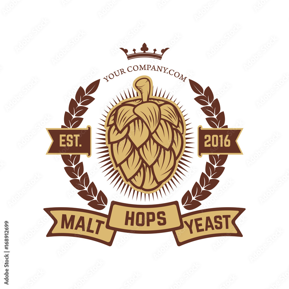 Fresh beer emblem on white background on white background. Design ...