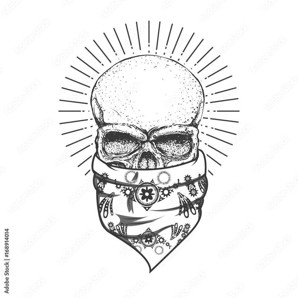 Gangster skull emblem on white background. Vector illustration Stock ...