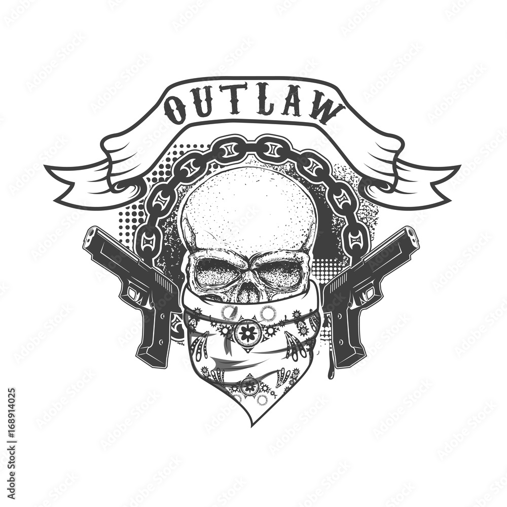 Gangster skull emblem on white background. Vector illustration Stock ...