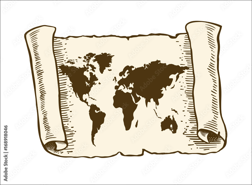 World map on old papyrus paper Stock Vector | Adobe Stock