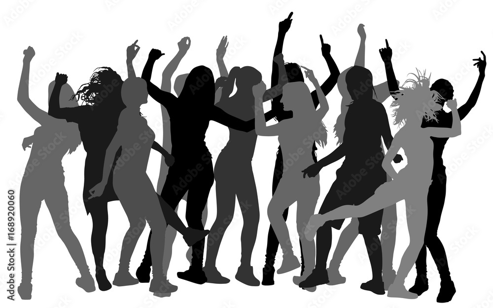 Party dancer people vector silhouette illustration. Nightlife party ...