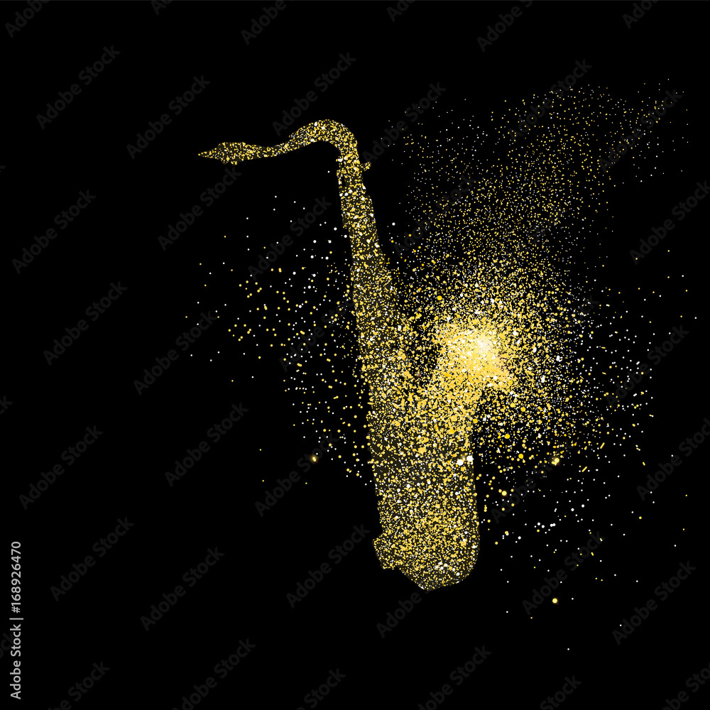 Sax gold glitter art concept symbol illustration Stock Vector | Adobe Stock