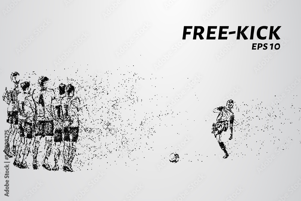 Free-kick of the particles. Silhouette of a free-kick consists of ...