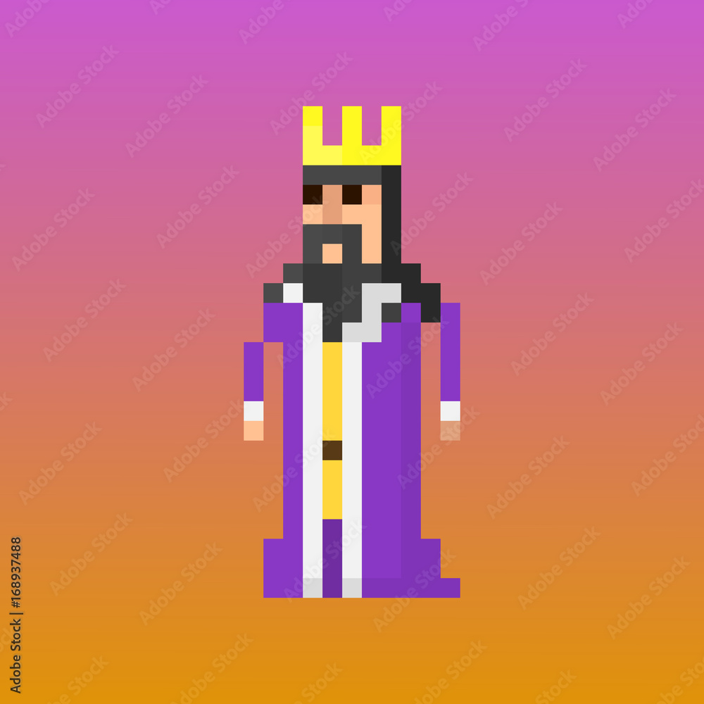 Pixel character king for games and applications Stock Illustration ...