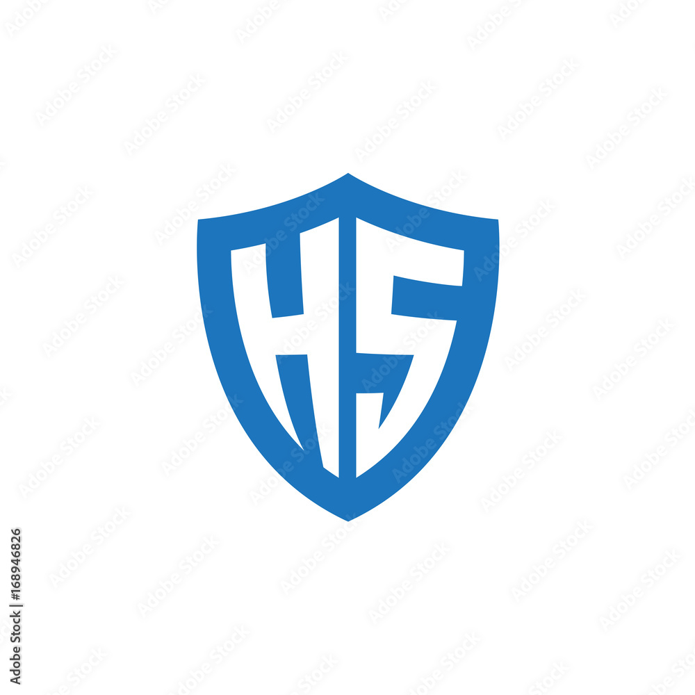 Initial letter HS, shield logo, modern blue color Stock Vector | Adobe ...