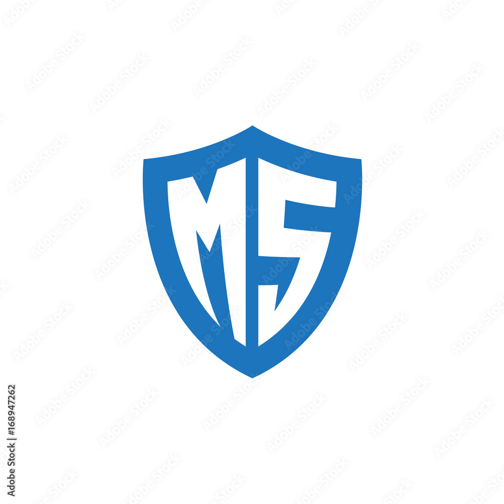 Initial letter MS, shield logo, modern blue color Stock Vector | Adobe ...