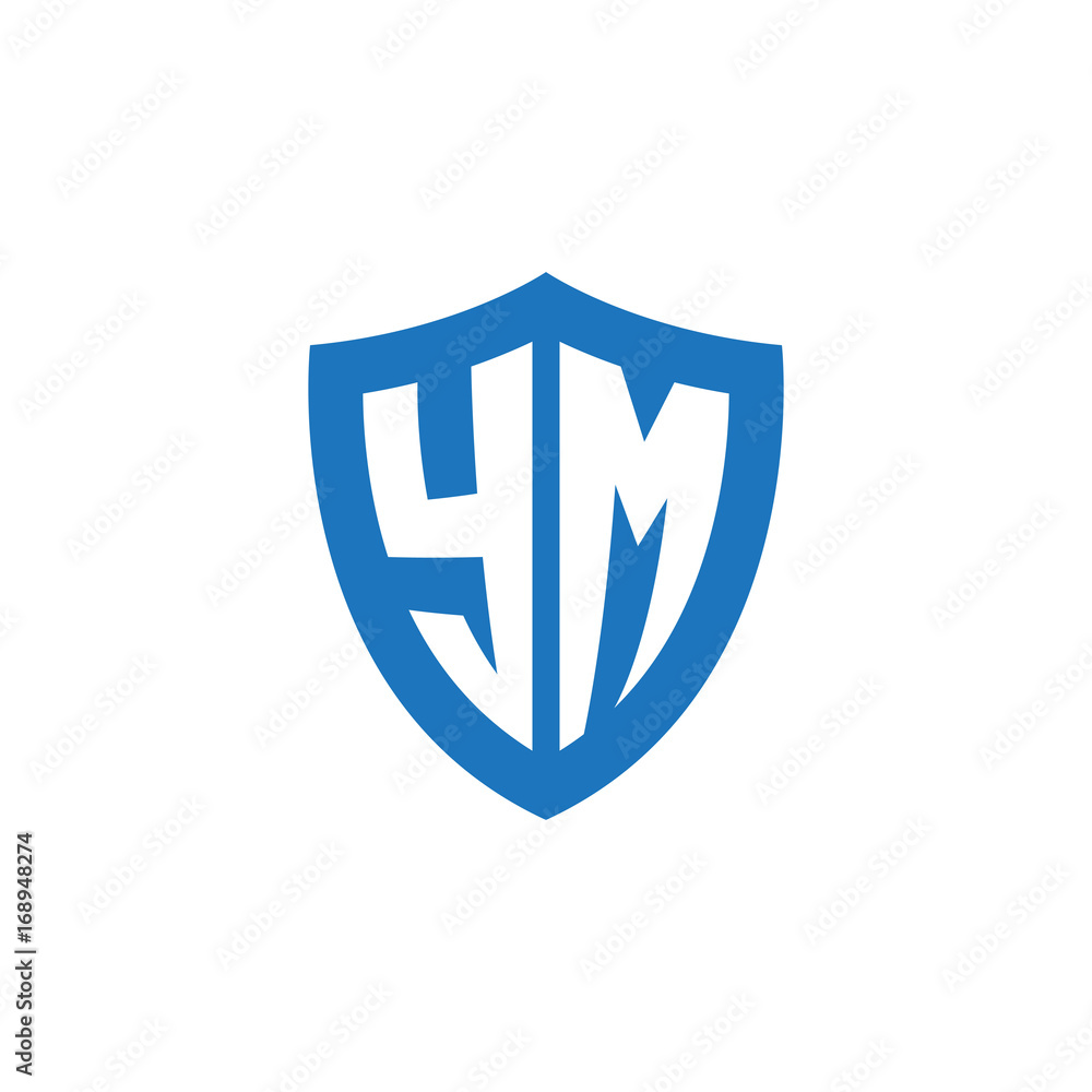 Initial letter YM, shield logo, modern blue color Stock Vector | Adobe ...