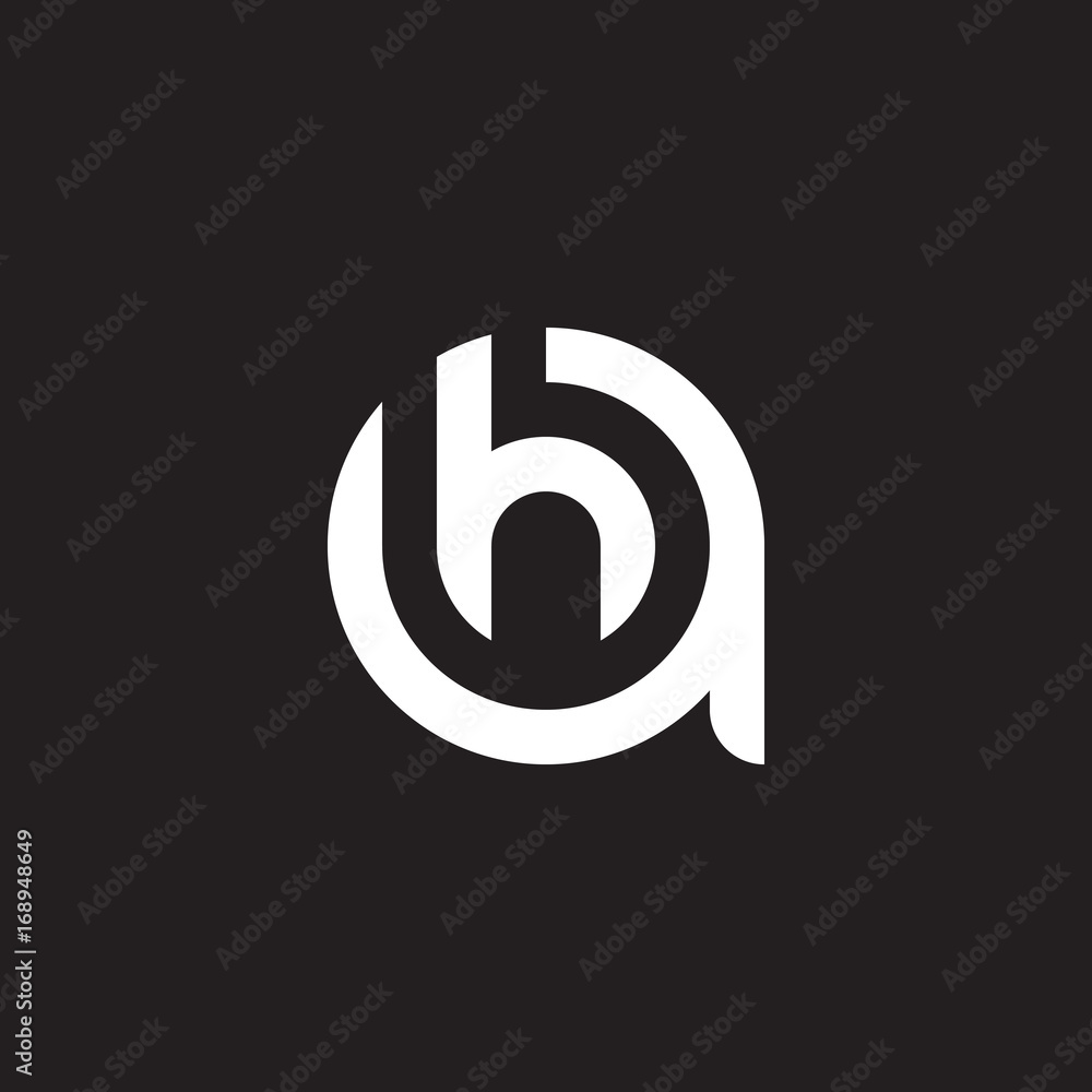 Initial lowercase letter logo ah, ha, h inside a, monogram rounded ...
