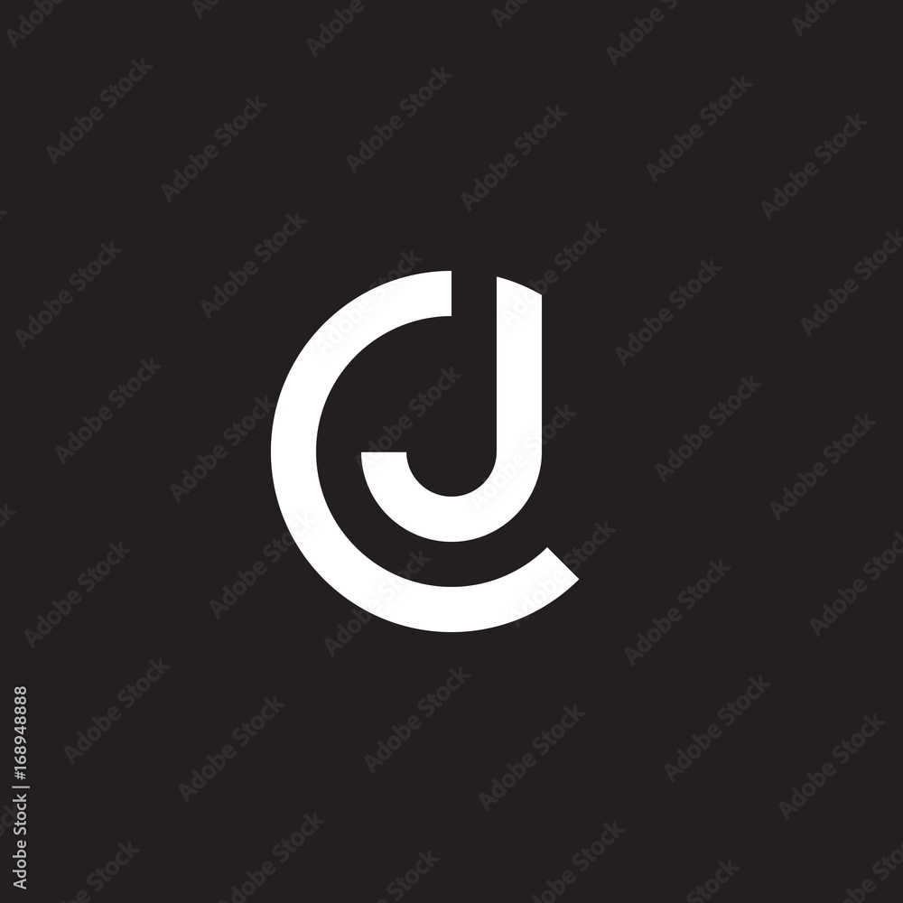 Initial lowercase letter logo cj, jc, j inside c, monogram rounded ...