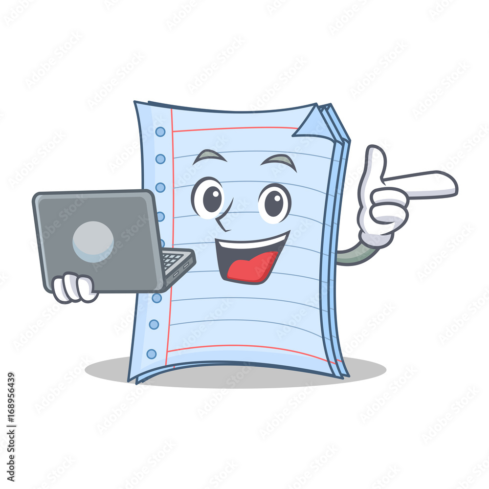 With laptop notebook character cartoon style Stock Vector | Adobe Stock