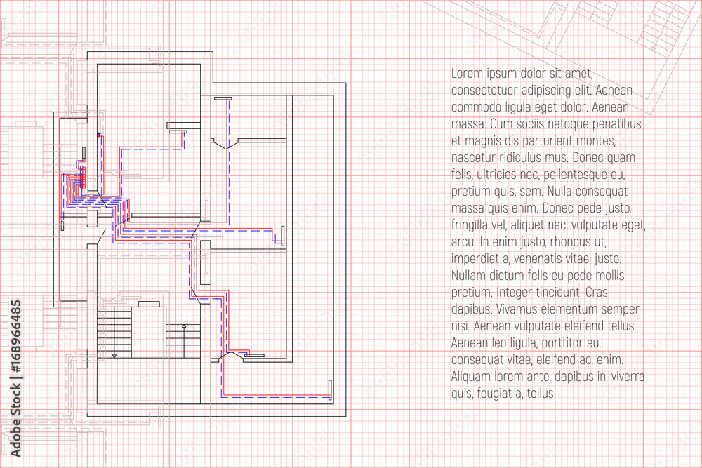 Engineering HVAC project. Heating technical blueprint. Architecture ...