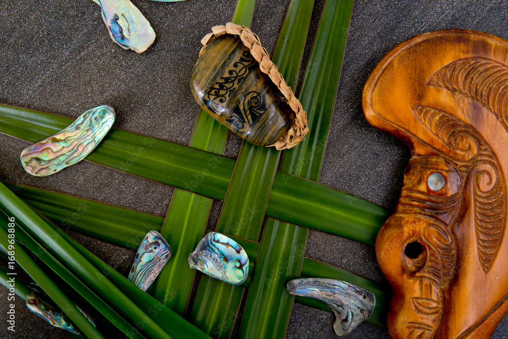Foto de New Zealand - Maori themed objects - tribal river stone with ...