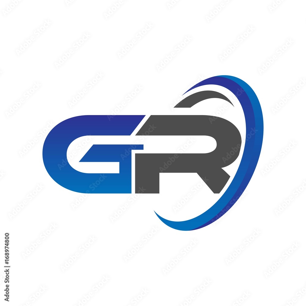 vector modern initial logo letters gr with circle swoosh blue gray ...