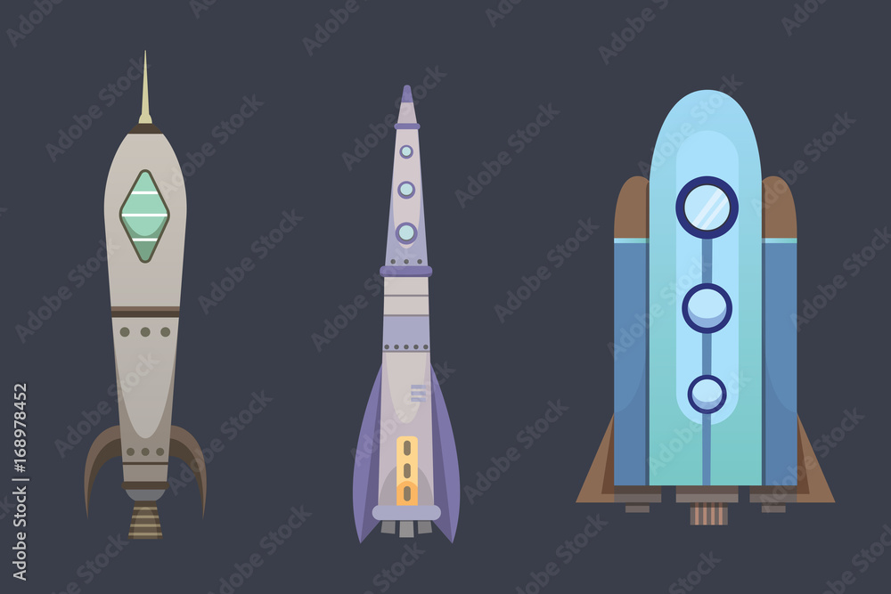Rocket ship in cartoon style. New Businesses Innovation Development ...