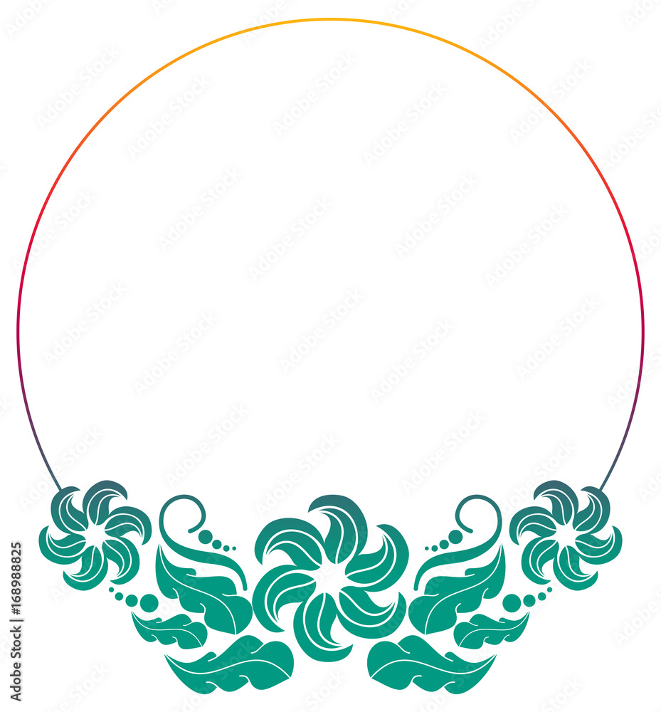Gradient round frame with flowers. Copy space. Design element for your ...