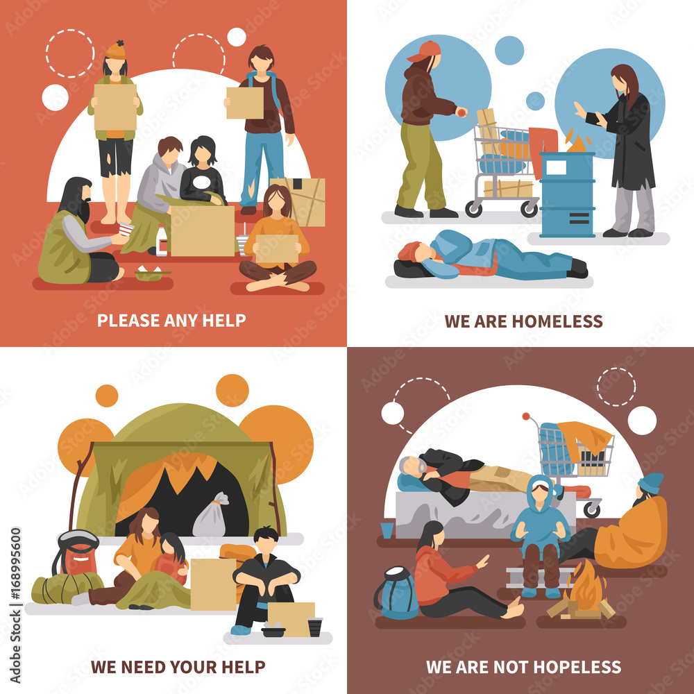 Homeless People Design Concept Stock Vector | Adobe Stock