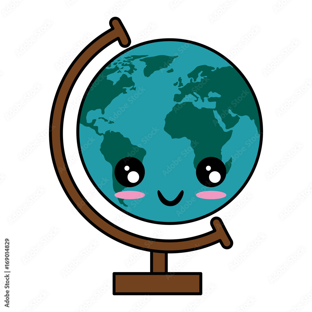 kawaii geography tool icon over white background vector illustration ...