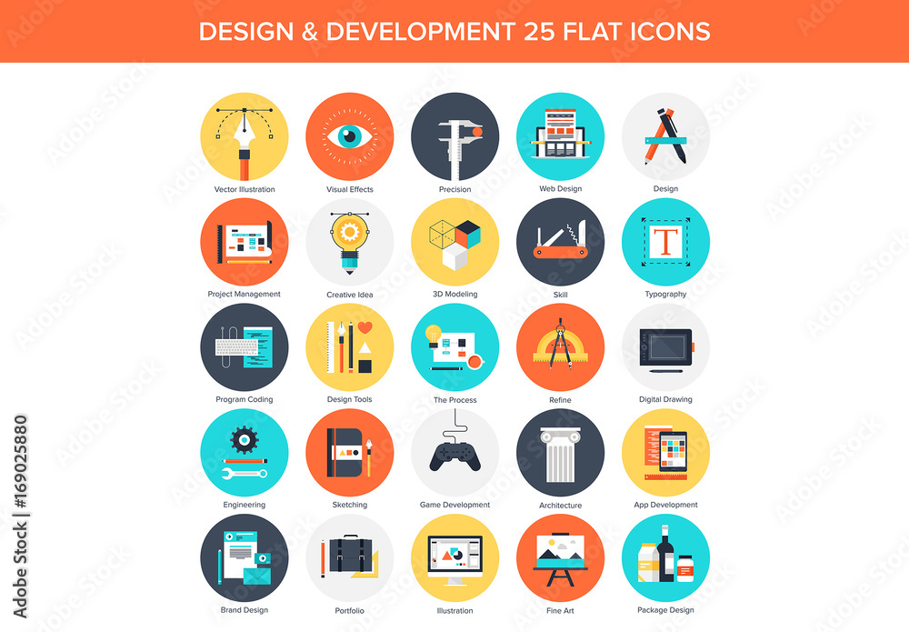 25 Round Art and Design Icons 2 Stock Template | Adobe Stock
