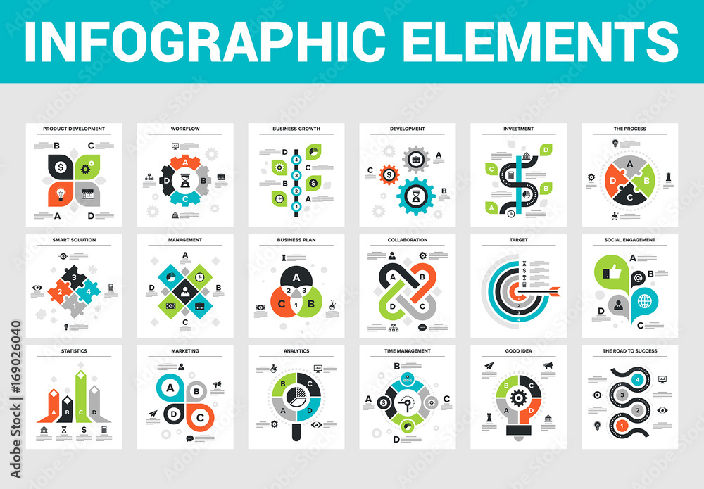 18 Square Infographic Icons 1 Stock Template | Adobe Stock
