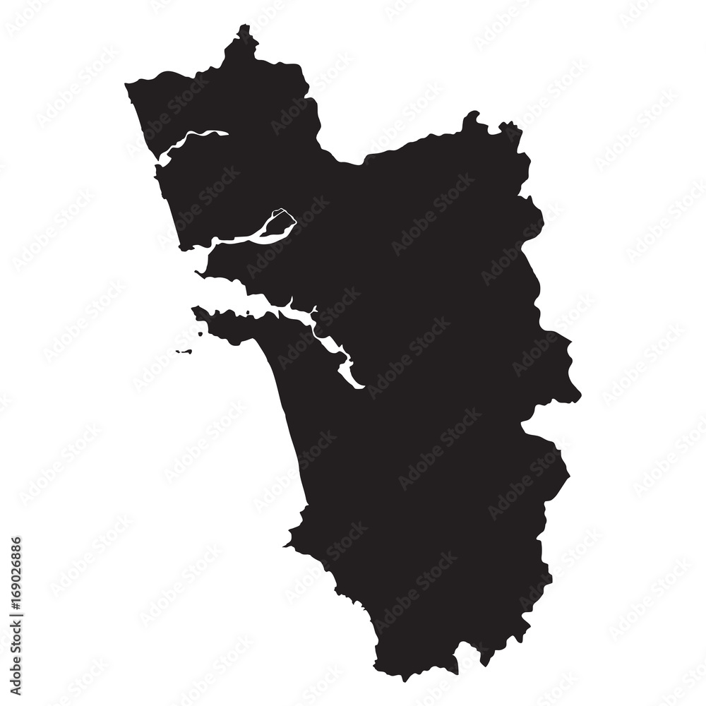 Goa black map on white background vector Stock Vector | Adobe Stock