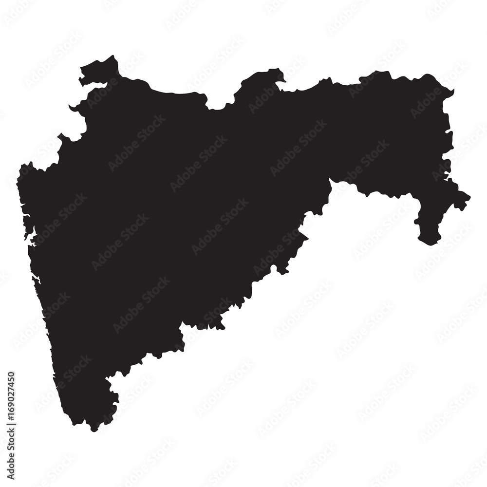 Maharashtra black map on white background vector Stock Vector | Adobe Stock