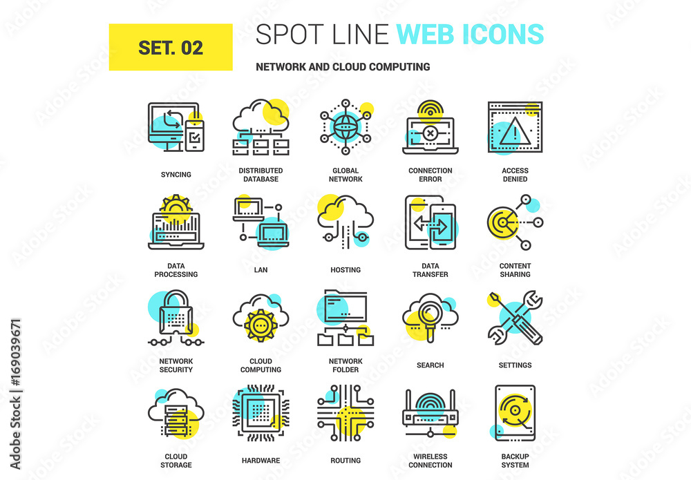 20 Yellow and Cyan Computing Icons 1 Stock Template | Adobe Stock