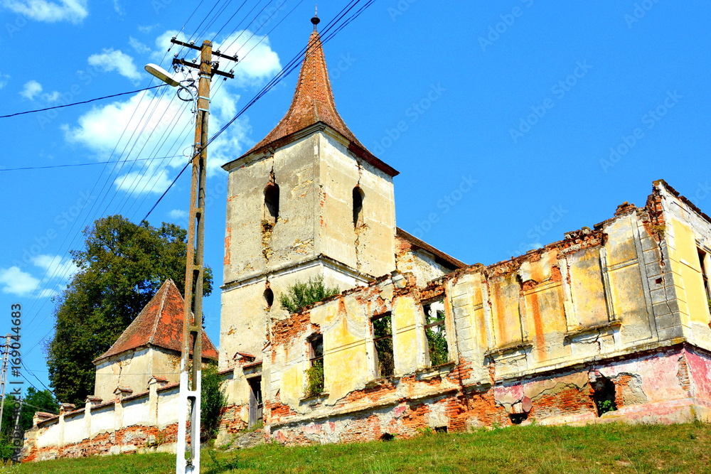 Ruins. Fortified medieval saxon evangelic church in the village Felmer ...