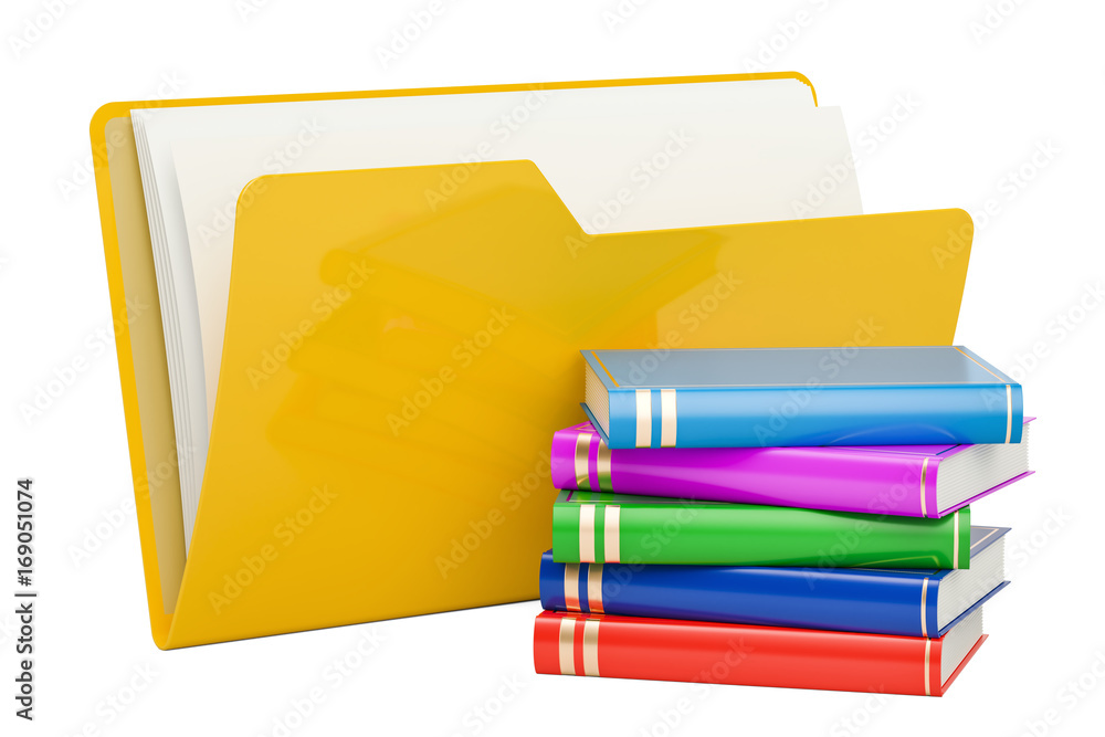 Computer folder icon with books, 3D rendering Stock Illustration ...