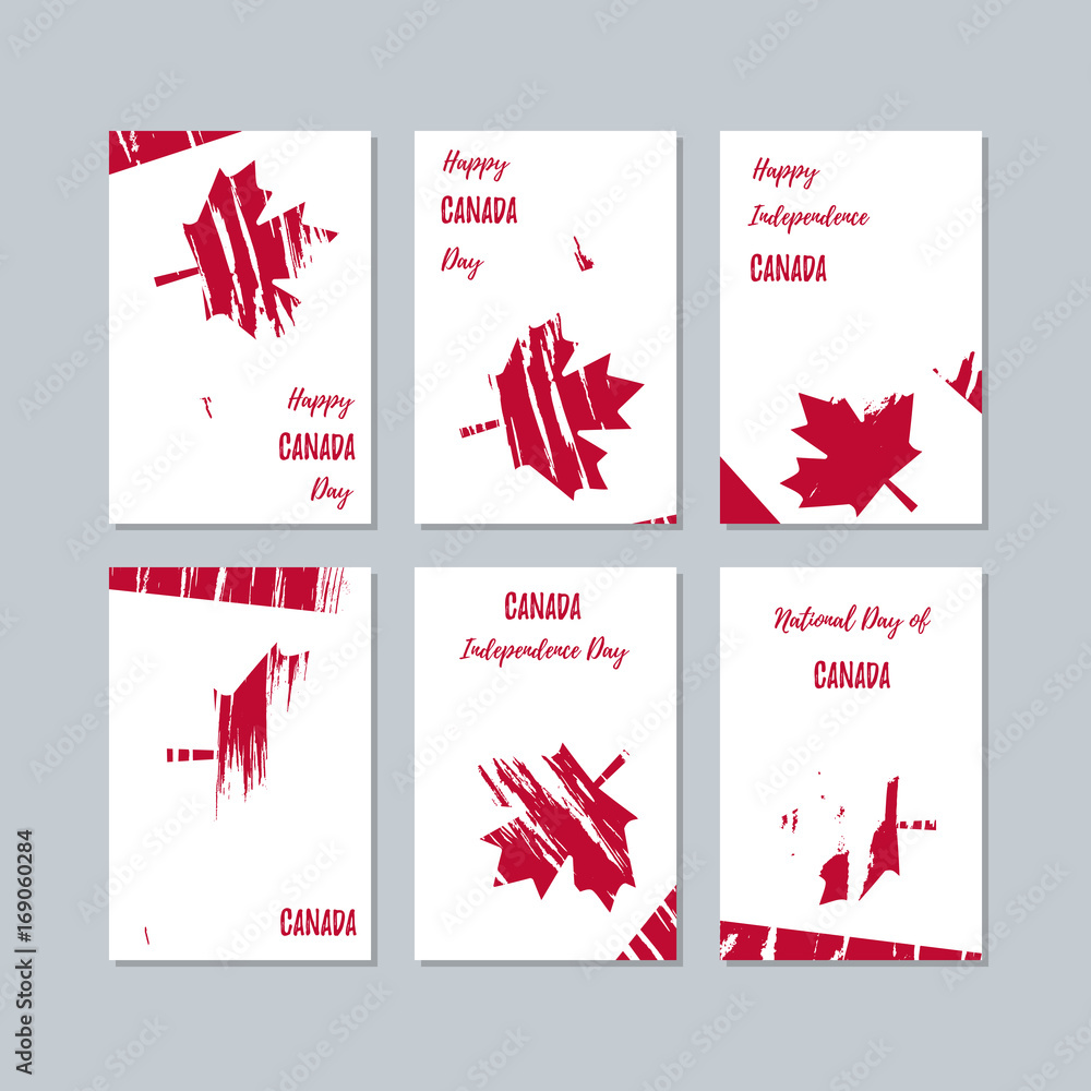 Canada Patriotic Cards for National Day. Expressive Brush Stroke in ...