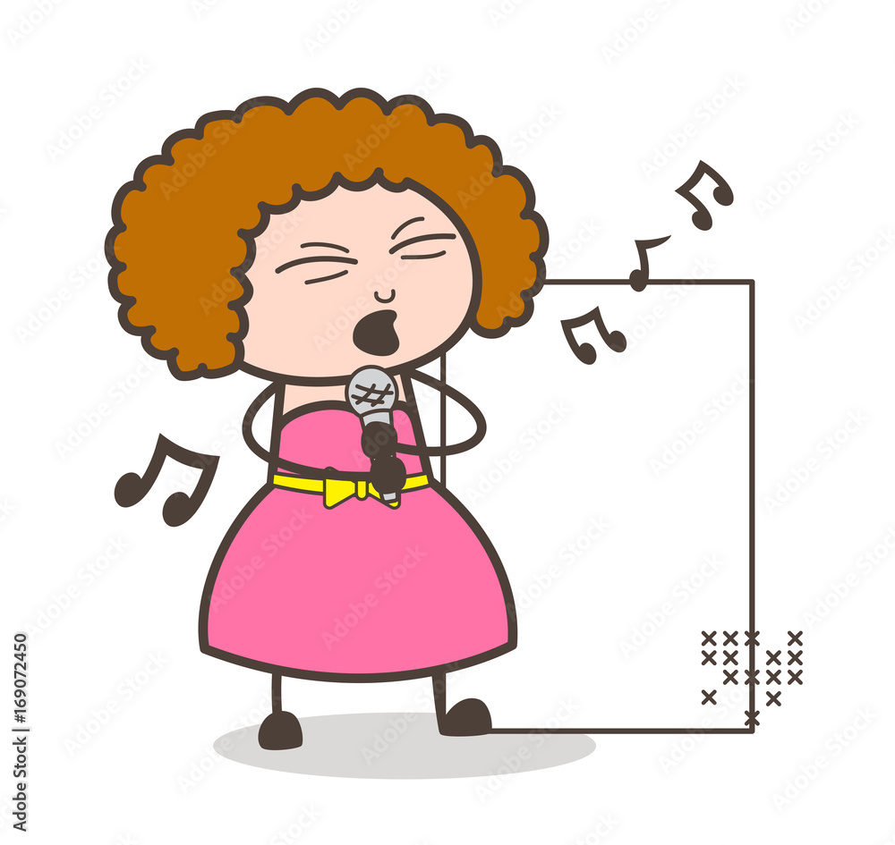 Lady Singer Singing Vector Illustration Stock Vector | Adobe Stock