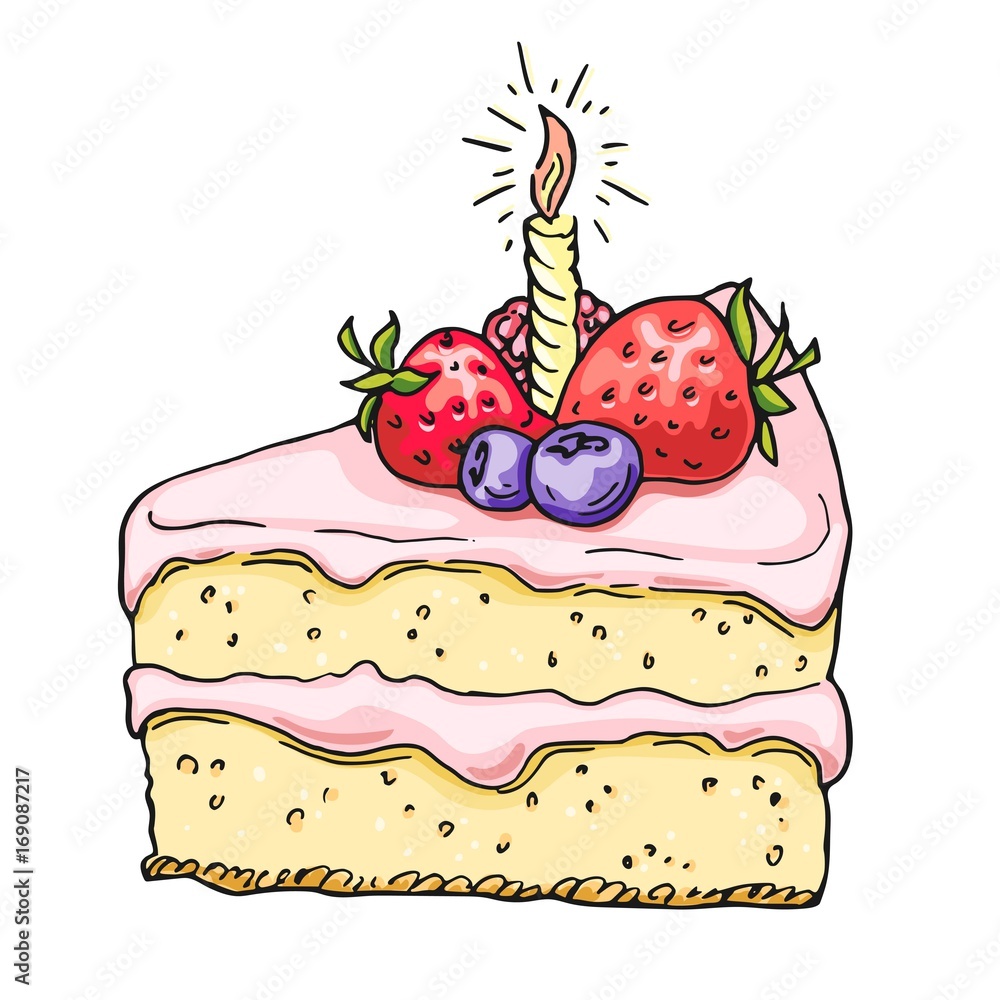 Birthday Cake Slice Drawing
