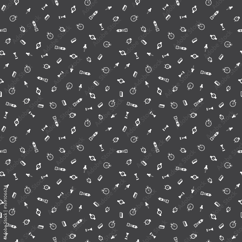 Time freehand drawings seamless pattern. Clocks pattern in doodle style ...