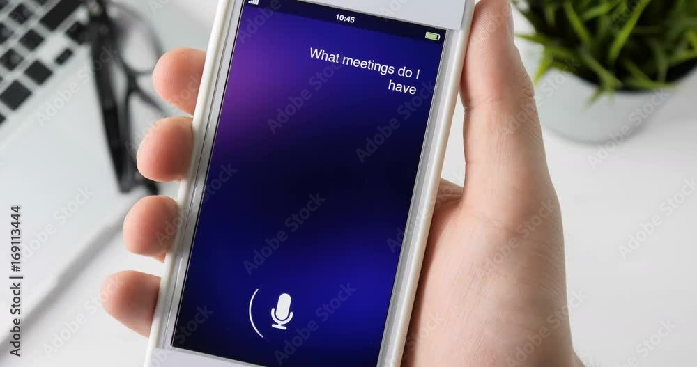 Using intelligent personal assistant on smartphone Stock Video | Adobe ...