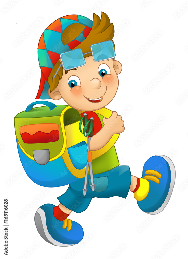 cartoon character young boy going on a trip - isolated - illustration ...