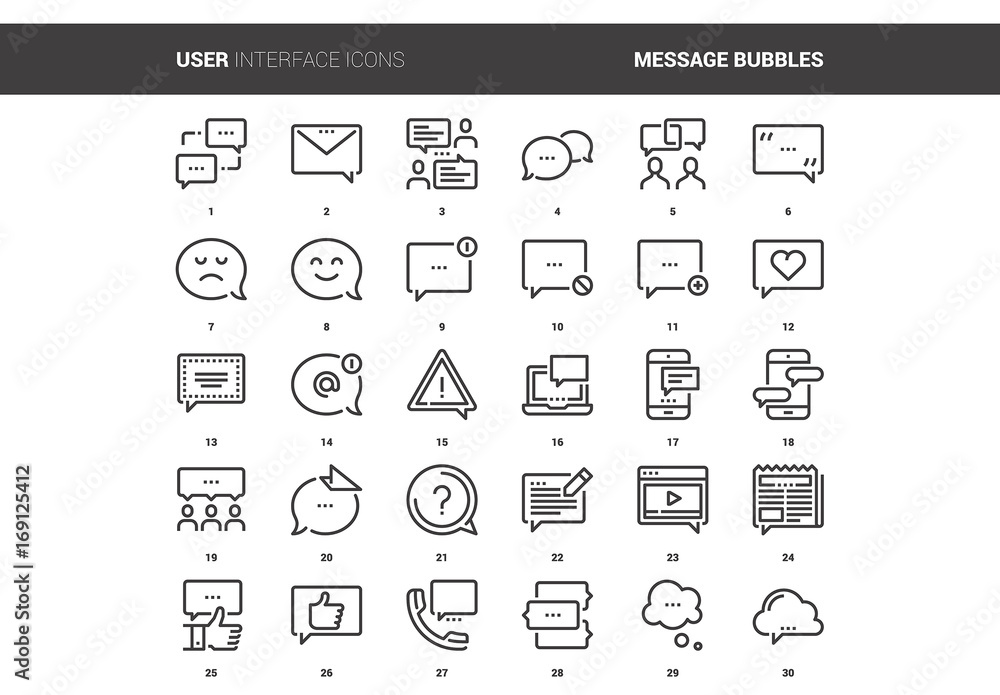 30 Line Art Communication Icons 1 Stock Template | Adobe Stock