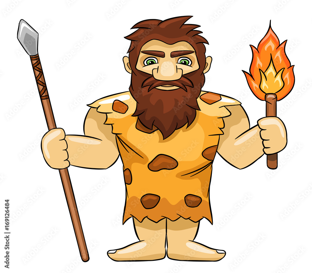 Jpg Of Cartoon Cave Men Under Rock
