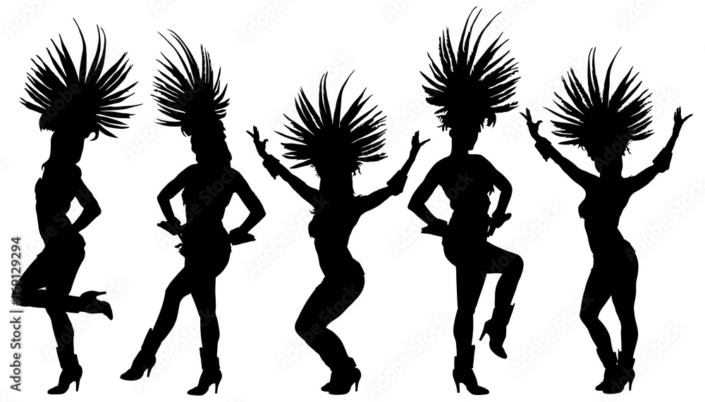 Brazil carnival dancers vector silhouette illustration isolated on ...