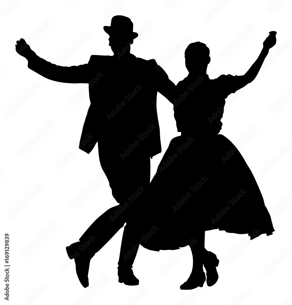 Vetor do Stock: Hungarian folk dancers couple vector silhouette ...